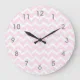 Modern Pink & White Chevron Clock - gray numbers | Zazzle