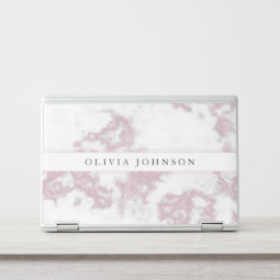 Modern Pink White Marble Pattern HP Laptop Skin | Zazzle