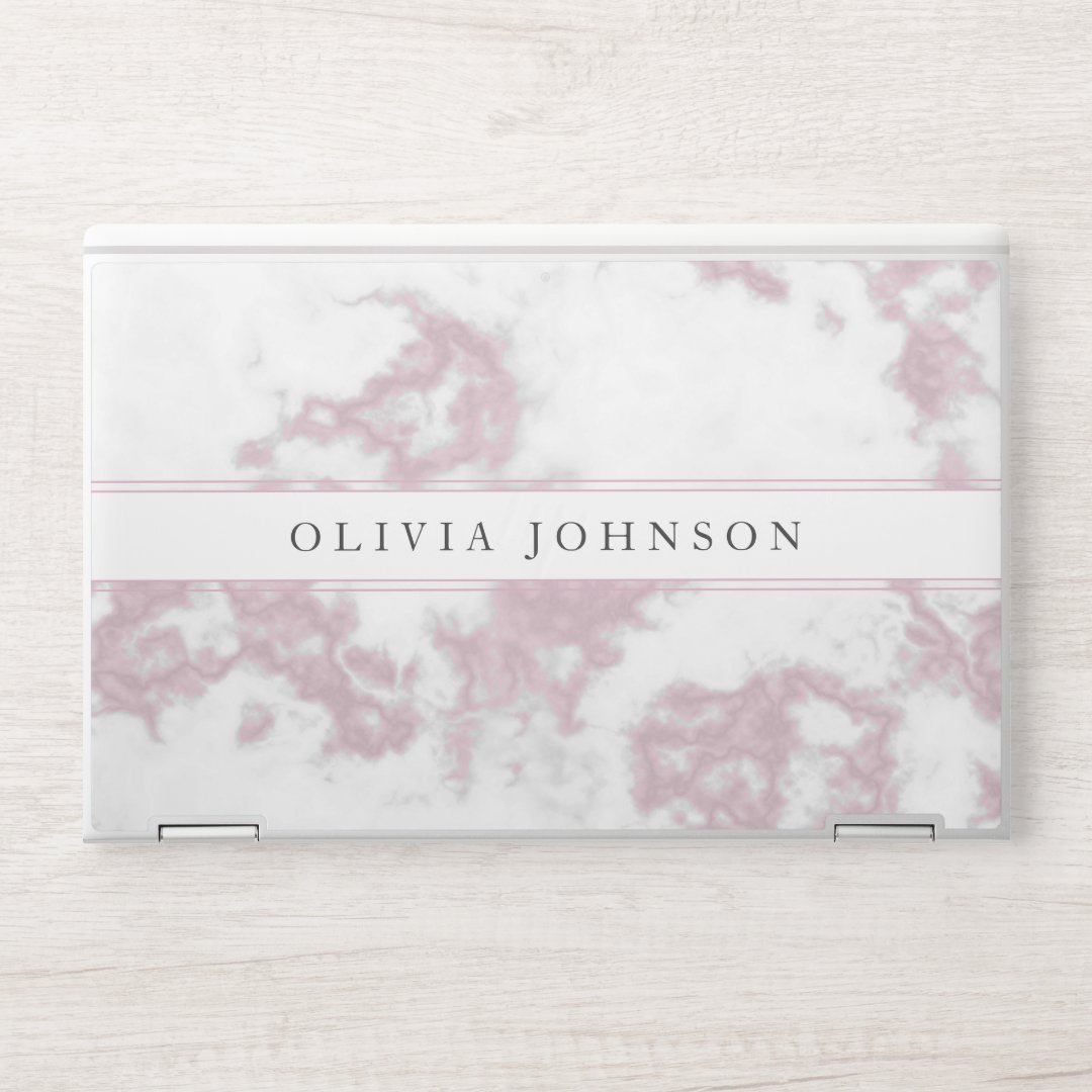 Modern Pink White Marble Pattern HP Laptop Skin | Zazzle