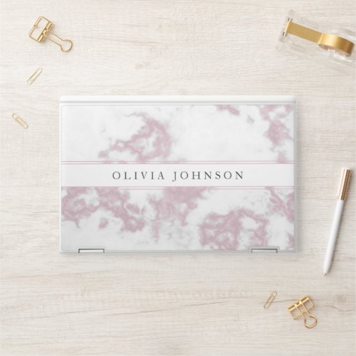 Modern Pink White Marble Pattern HP Laptop Skin | Zazzle