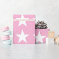 Modern Pink White Stars Cute Design Elegant Gift Wrapping Paper | Zazzle
