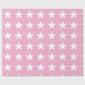 Modern Pink White Stars Cute Design Elegant Gift Wrapping Paper | Zazzle
