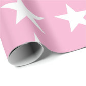 Modern Pink White Stars Cute Design Elegant Gift Wrapping Paper | Zazzle