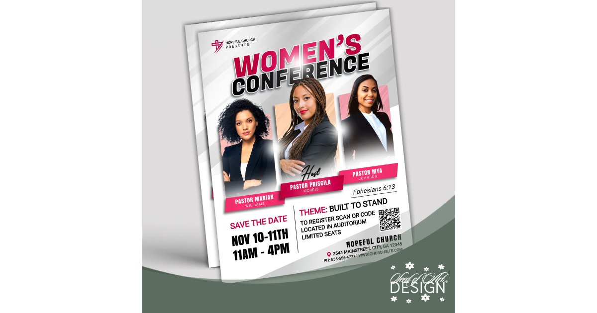 Modern Pink Women's Church Conference Gathering Flyer | Zazzle
