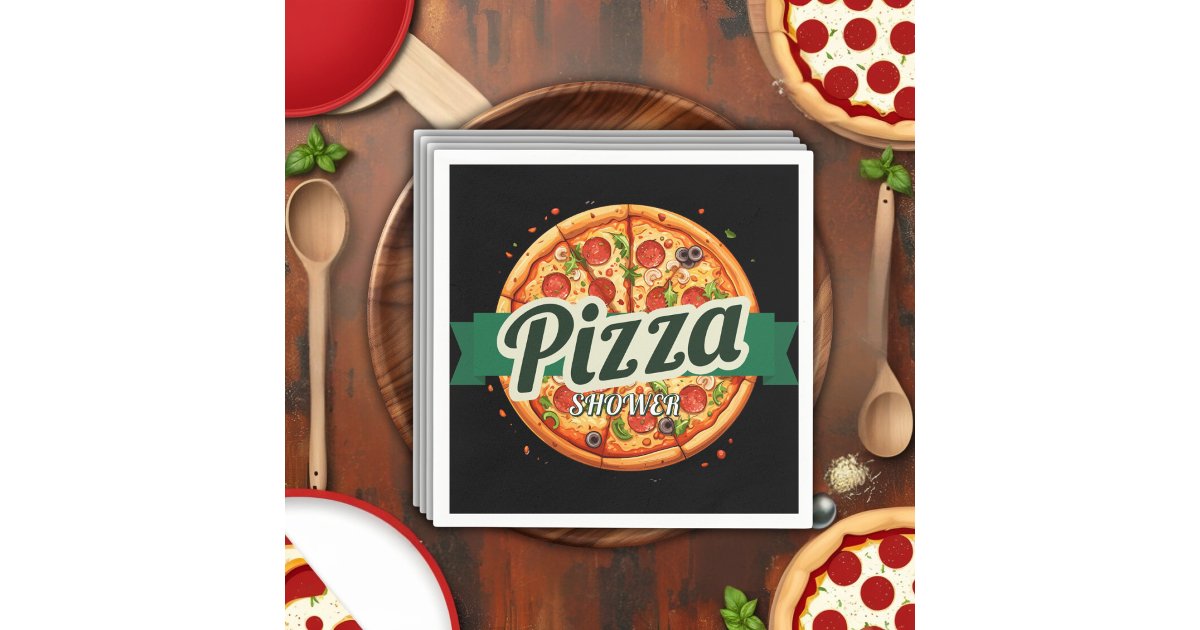 Modern Pizza Party Baby Shower Napkins | Zazzle