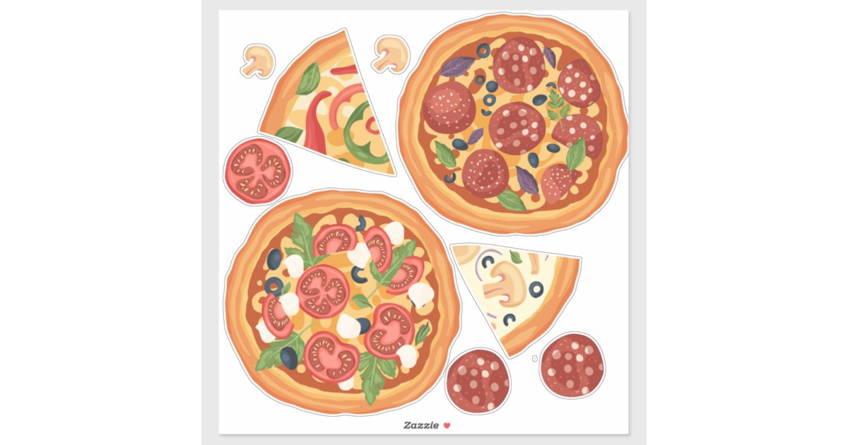 Modern Pizza Pepperoni Food Fun Sticker | Zazzle