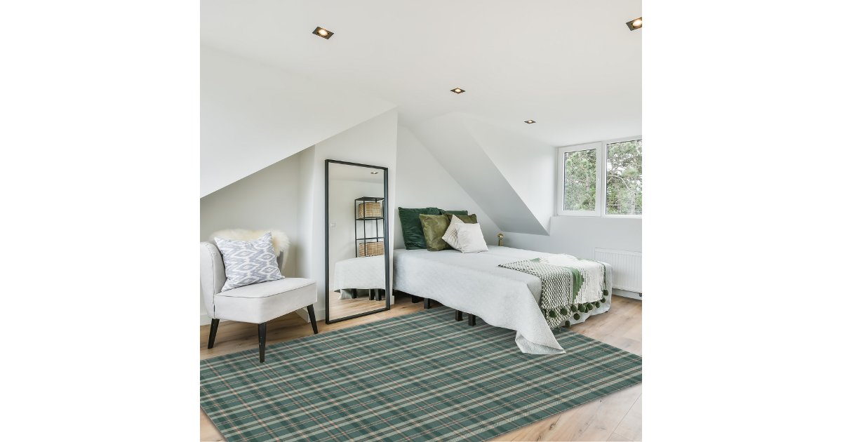 Modern Plaid juniper Large Area Rug | Zazzle