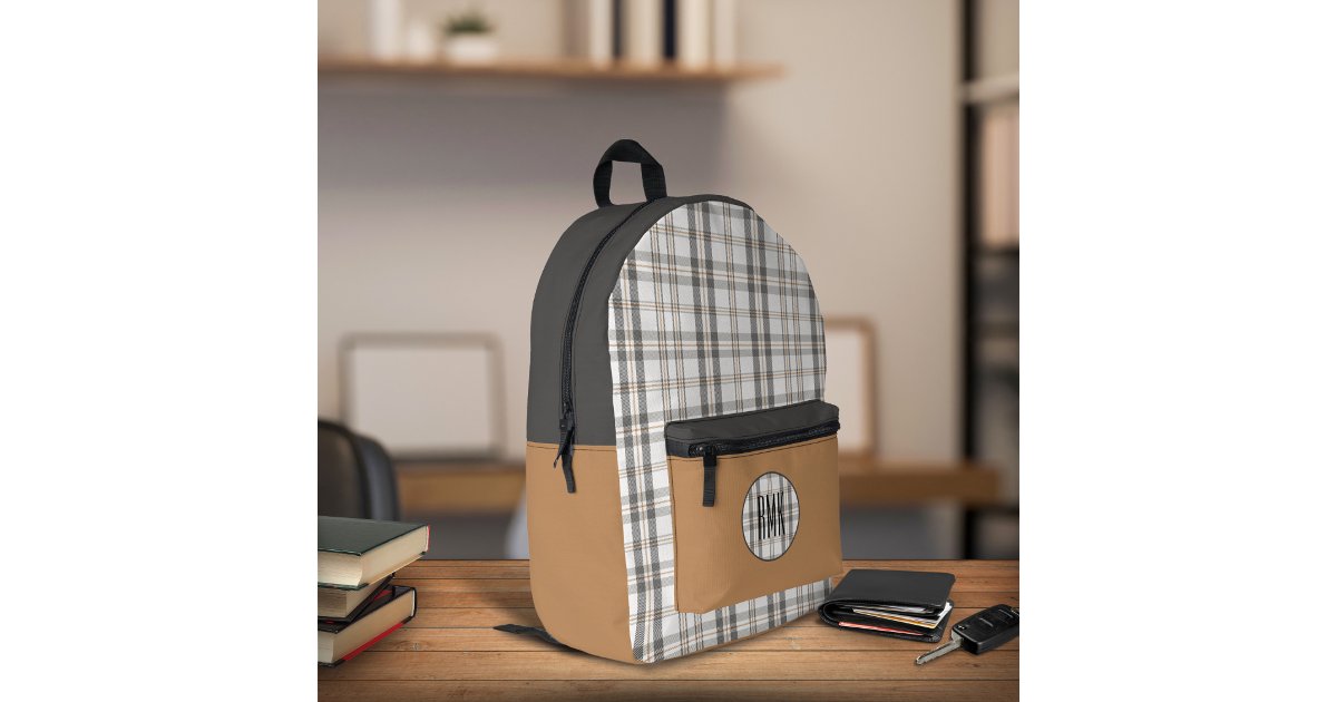 Modern Plaid Porcelain White Printed Backpack | Zazzle