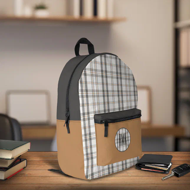 Modern Plaid Porcelain White Printed Backpack | Zazzle