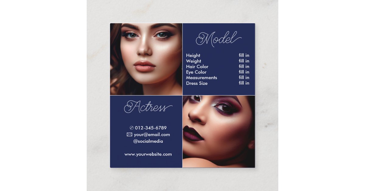 Modern Plain Blue Comp Card Photo Template Classy | Zazzle
