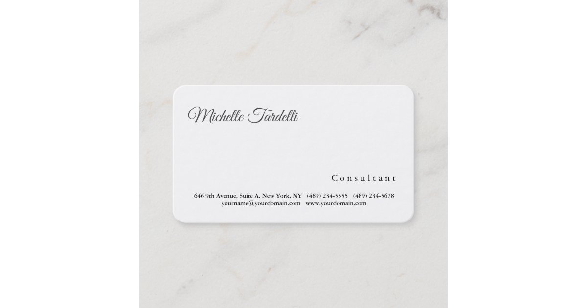 Modern Plain Elegant Minimalist Business Card | Zazzle