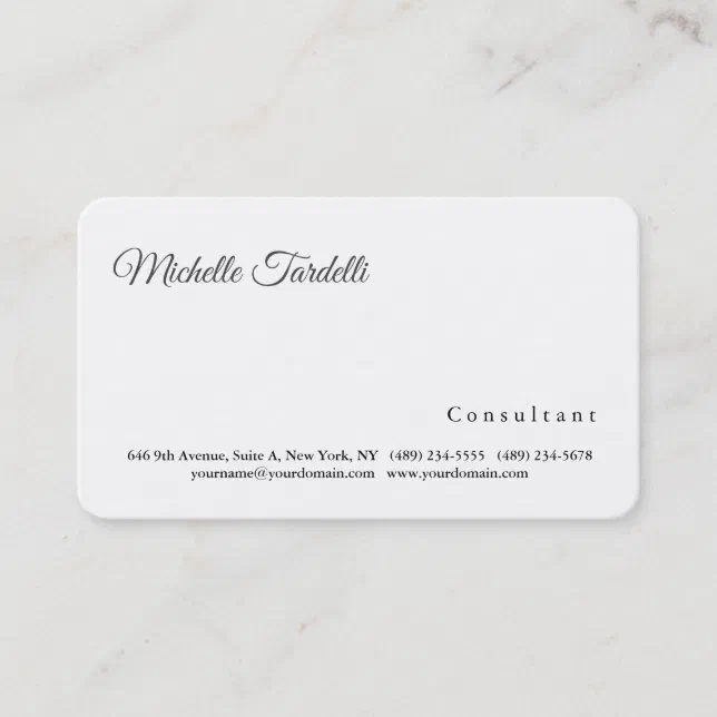 Modern Plain Elegant Minimalist Business Card | Zazzle