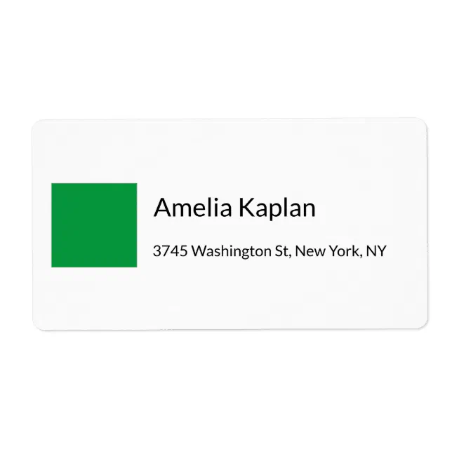 Modern Plain Green White Minimalist Professional Label | Zazzle