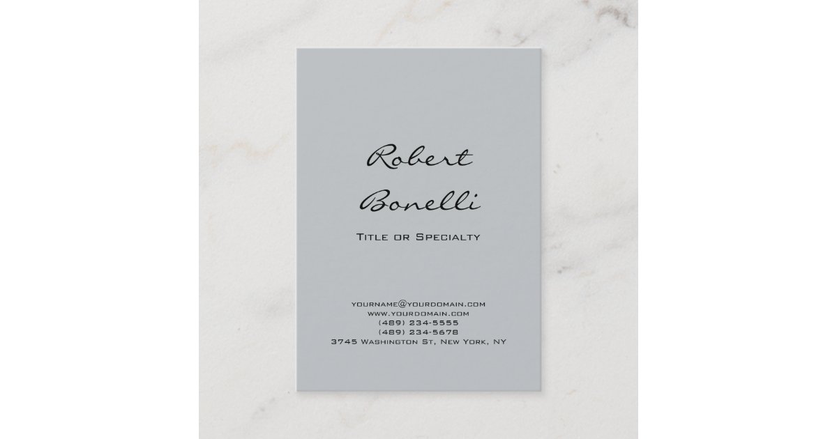 Modern Plain Grey Calligraphy Business Card | Zazzle