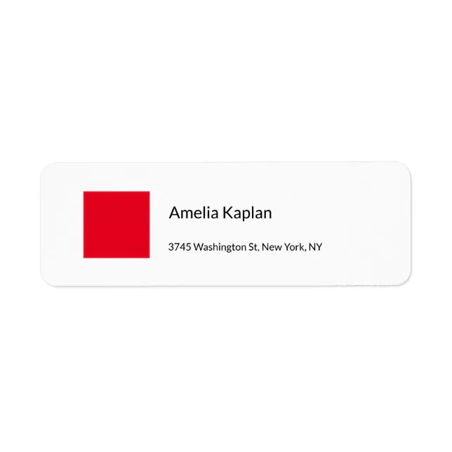 Modern Plain Red White Minimalist Professional Label | Zazzle