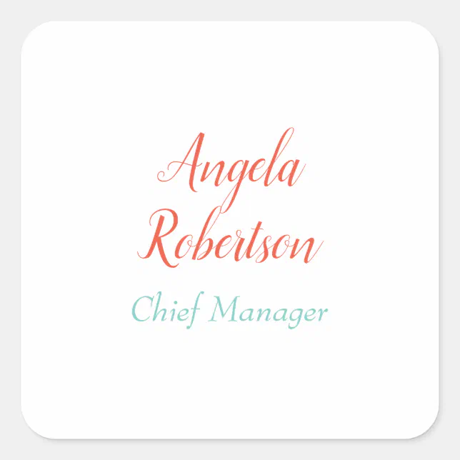 Modern plain simple minimalist add name square sticker | Zazzle