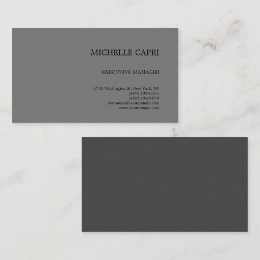 Modern Plain Simple Minimalist Gray Black Business Card | Zazzle