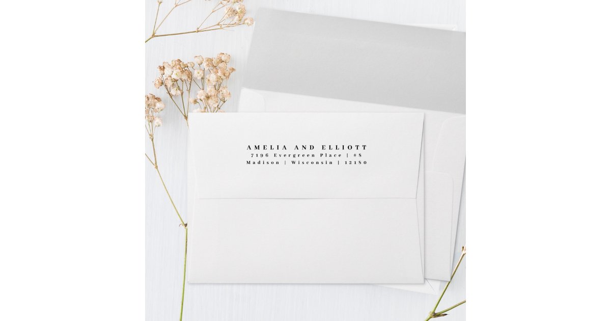 Modern Plain White Return Address 5x7 Back Flap A7 Envelope | Zazzle