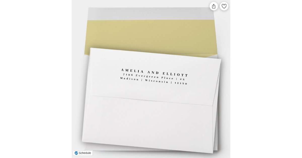 Modern Plain Yellow Return Address 5x7 Back Flap Envelope | Zazzle