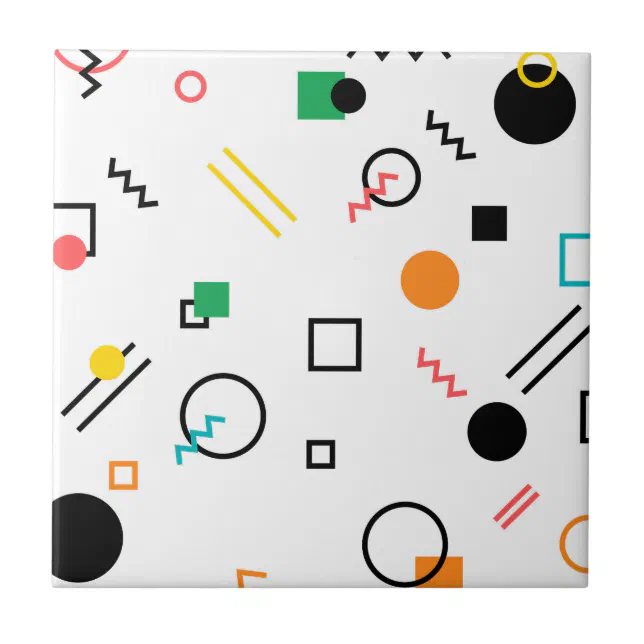 Modern, playful, cool, trendy, Memphis geometric Ceramic Tile | Zazzle