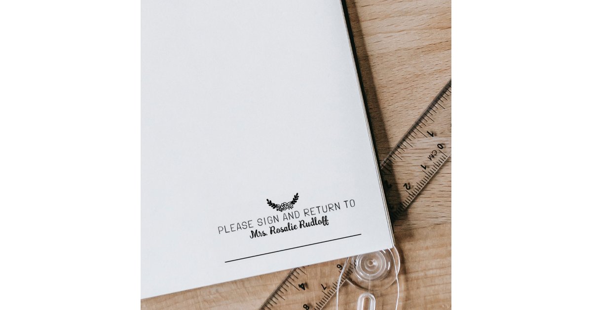 Modern Please Sign and Return Custom Teacher Rubber Stamp | Zazzle