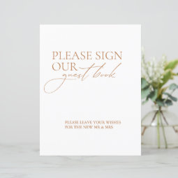 Modern Please Sign Our Guest Book Wedding Sign | Zazzle