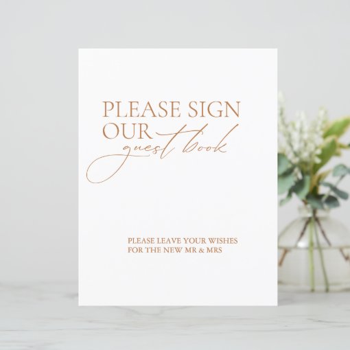 Modern Please Sign Our Guest Book Wedding Sign | Zazzle