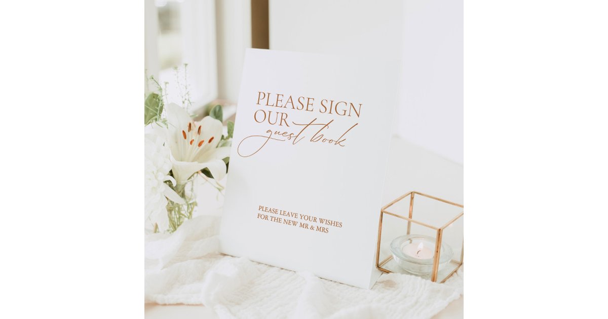Modern Please Sign Our Guest Book Wedding Sign | Zazzle