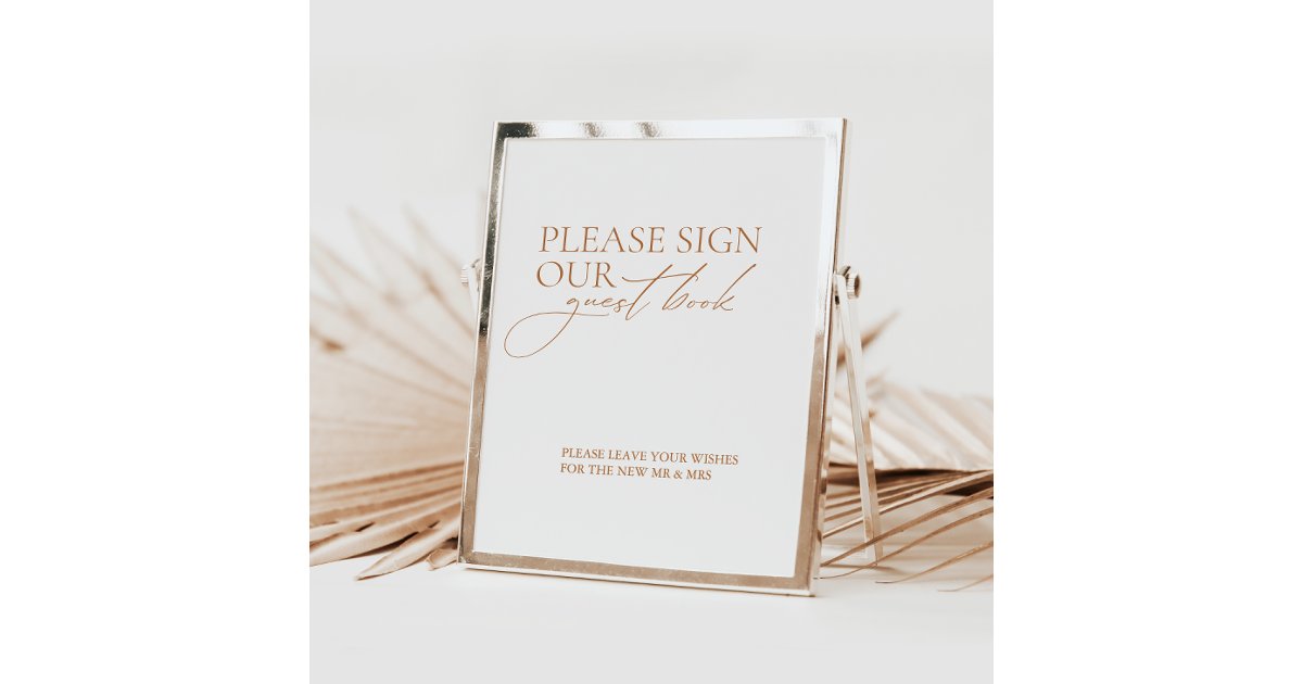Modern Please Sign Our Guest Book Wedding Sign | Zazzle
