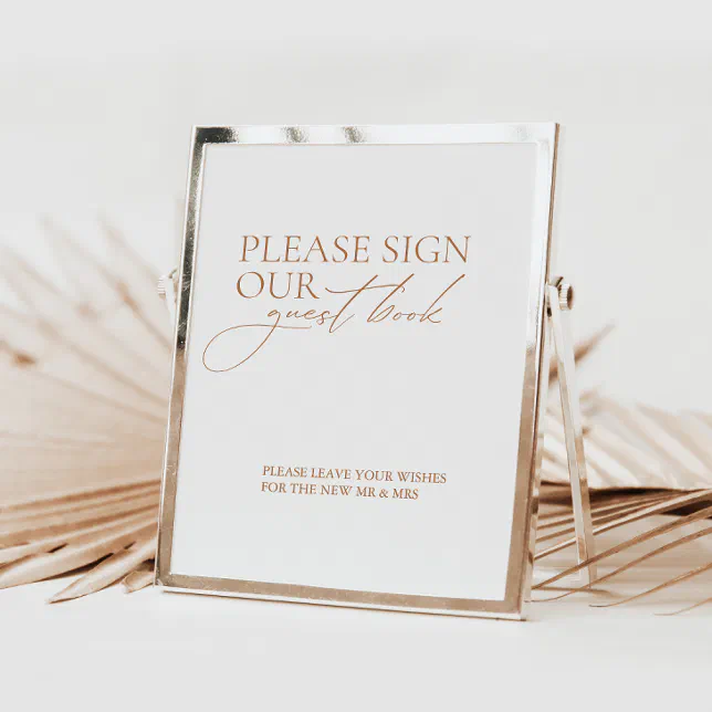 Modern Please Sign Our Guest Book Wedding Sign | Zazzle