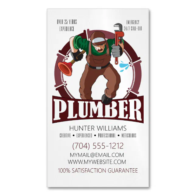 Modern Plumber Repair Handyman Plumbing Business Card Magnet | Zazzle