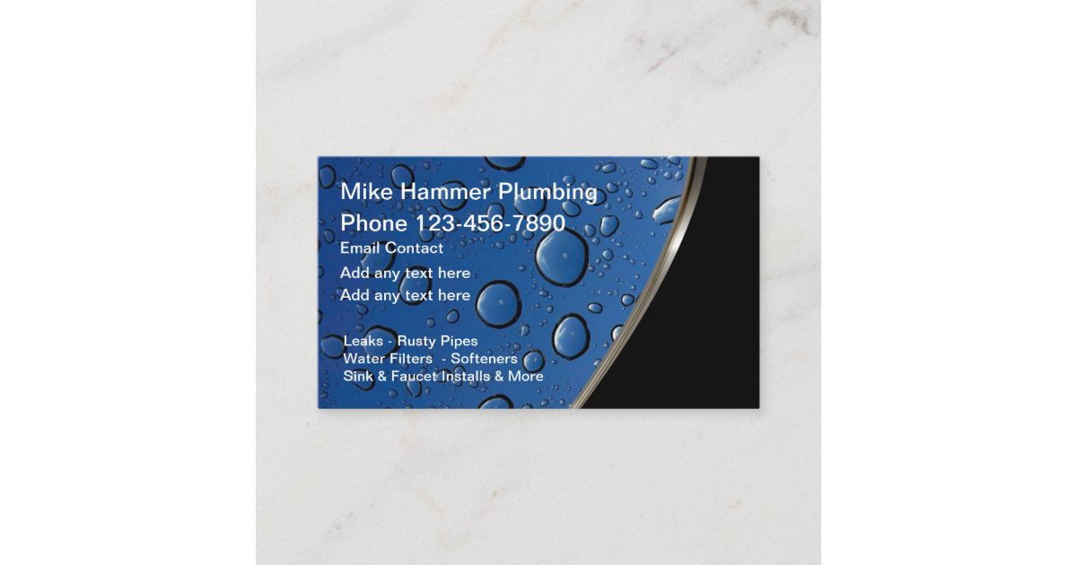 Modern Plumber Water Theme Design Business Card | Zazzle