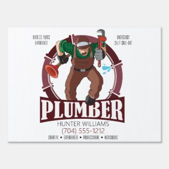 Modern Plumbing Handyman Construction Plumber Sign | Zazzle