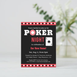 Modern Poker Game Night Party Invitations | Zazzle