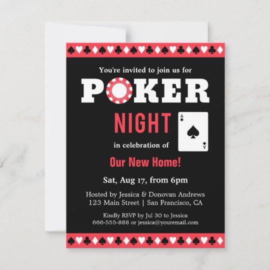 Modern Poker Game Night Party Invitations | Zazzle.com