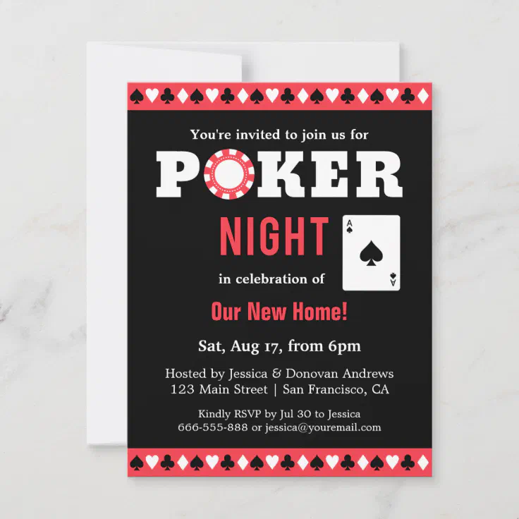 Modern Poker Game Night Party Invitations | Zazzle
