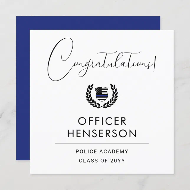 Modern Police Academy Graduation Congratulations Card | Zazzle