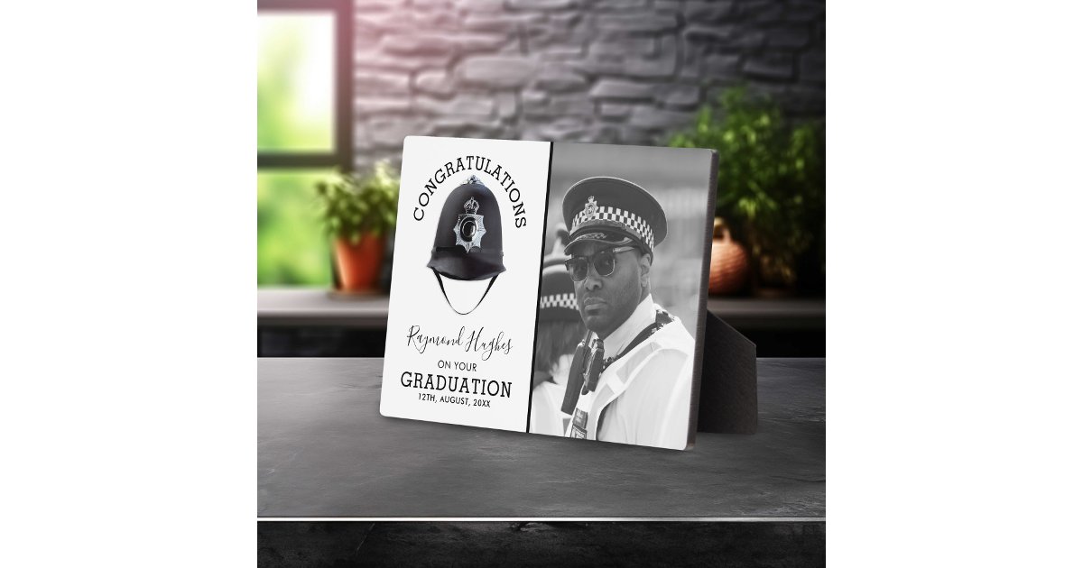 Modern Police Officer Graduation Photo Plaque | Zazzle
