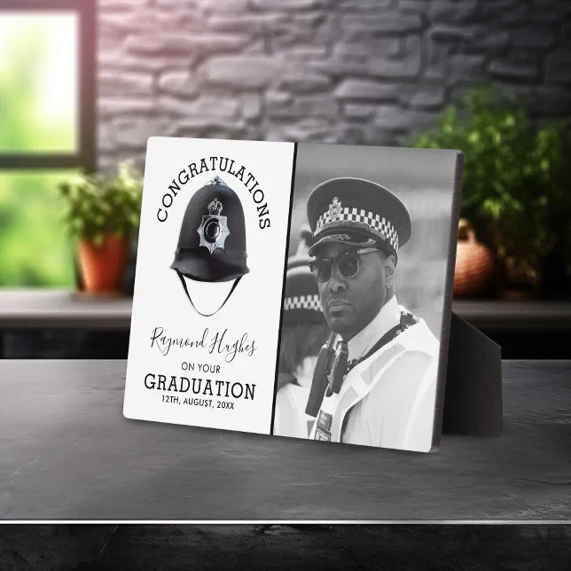 Modern Police Officer Graduation Photo Plaque | Zazzle