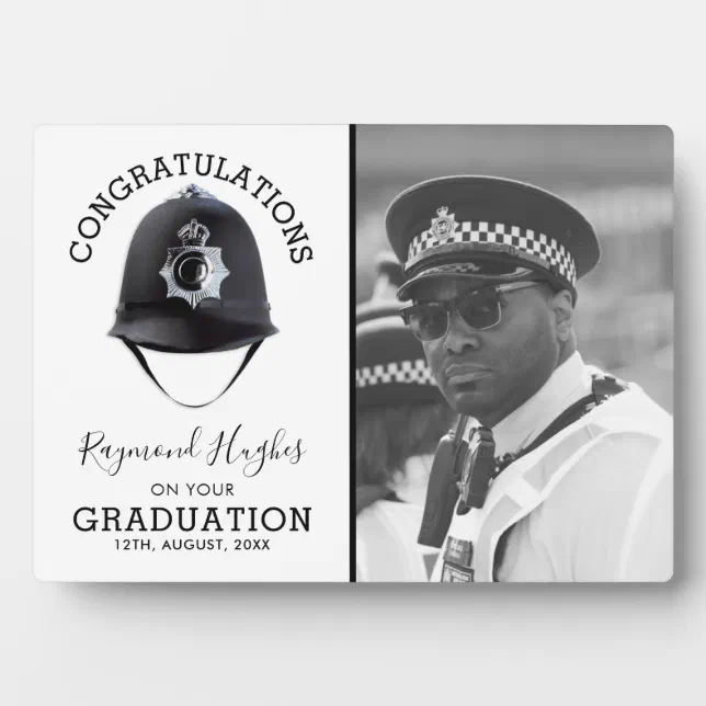Modern Police Officer Graduation Photo Plaque | Zazzle