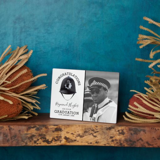 Modern Police Officer Graduation Photo Plaque | Zazzle