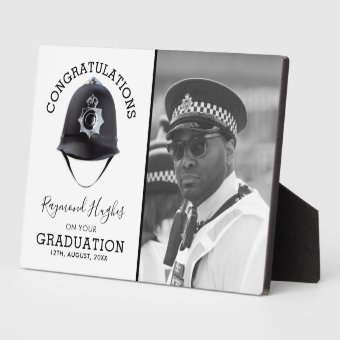 Modern Police Officer Graduation Photo Plaque | Zazzle