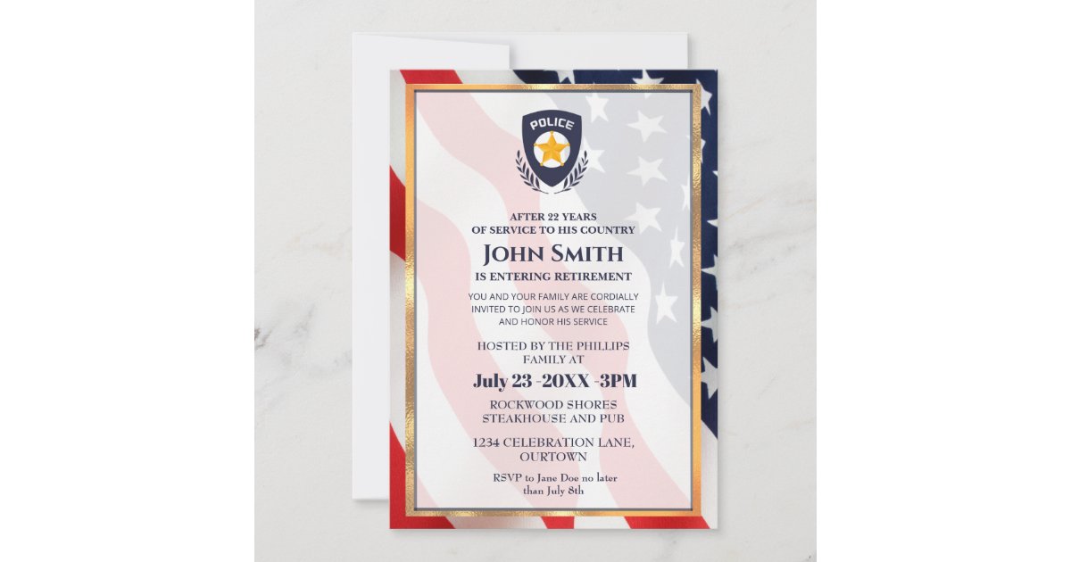 Modern Police Officer Retirement Party Invitation | Zazzle