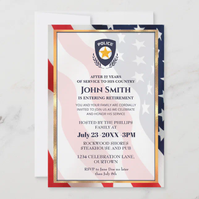 Modern Police Officer Retirement Party Invitation | Zazzle