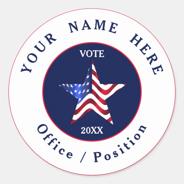 Modern Political Presidential Campaign Classic Round Sticker | Zazzle