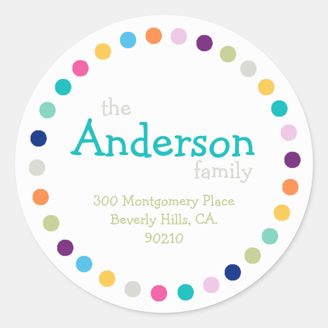 Modern Polka Dots Address Label Sticker | Zazzle
