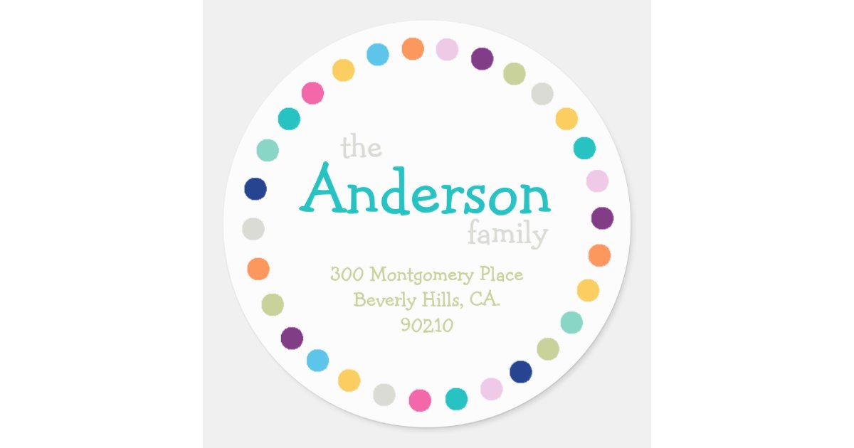 Modern Polka Dots Address Label Sticker | Zazzle