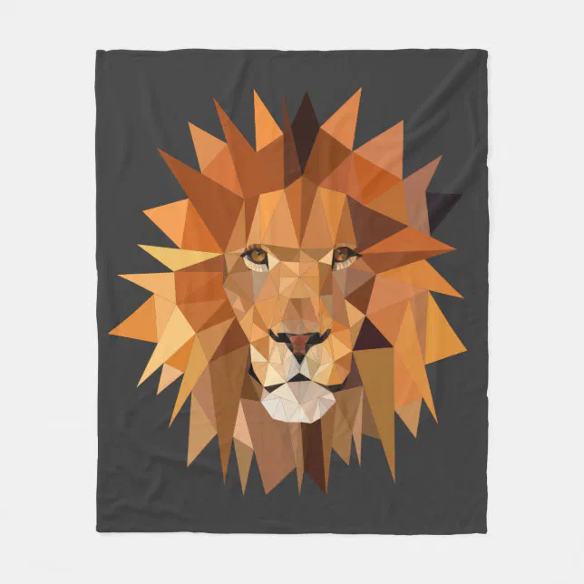 Modern Polygon Lion Custom Fleece Blanket | Zazzle