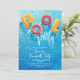 Modern Pool Party Pink Bachelorette Party Invitation | Zazzle