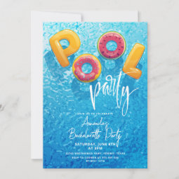 Modern Pool Party Pink Bachelorette Party Invitation | Zazzle